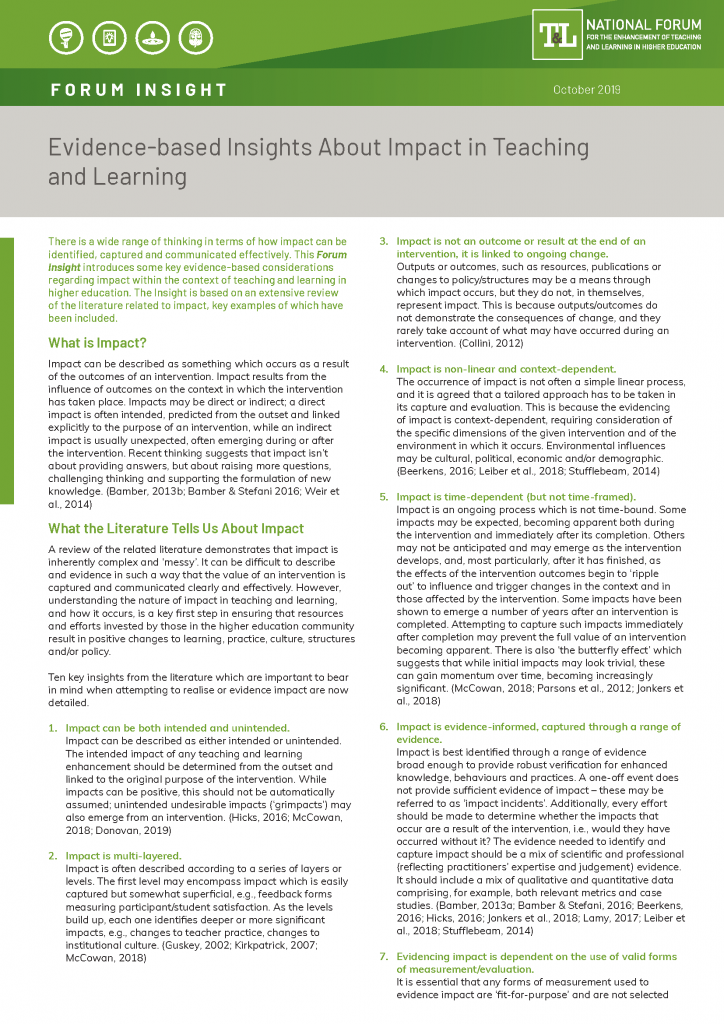 Insights - National Forum for the Enhancement of Teaching and Learning ...