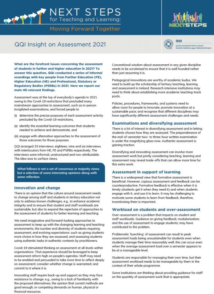 Next Steps - National Forum for the Enhancement of Teaching and ...
